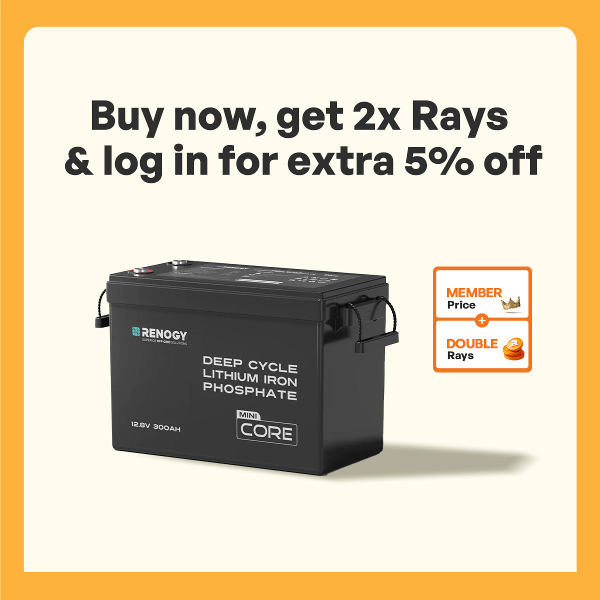 Renogy Core Mini 12.8V 300Ah Lithium Iron Phosphate Battery w/ Low-Tem ...